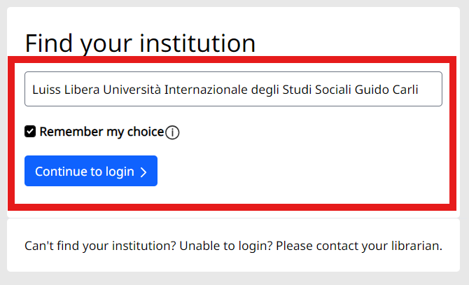 How to access to electronic resources | Biblioteca Luiss Guido Carli